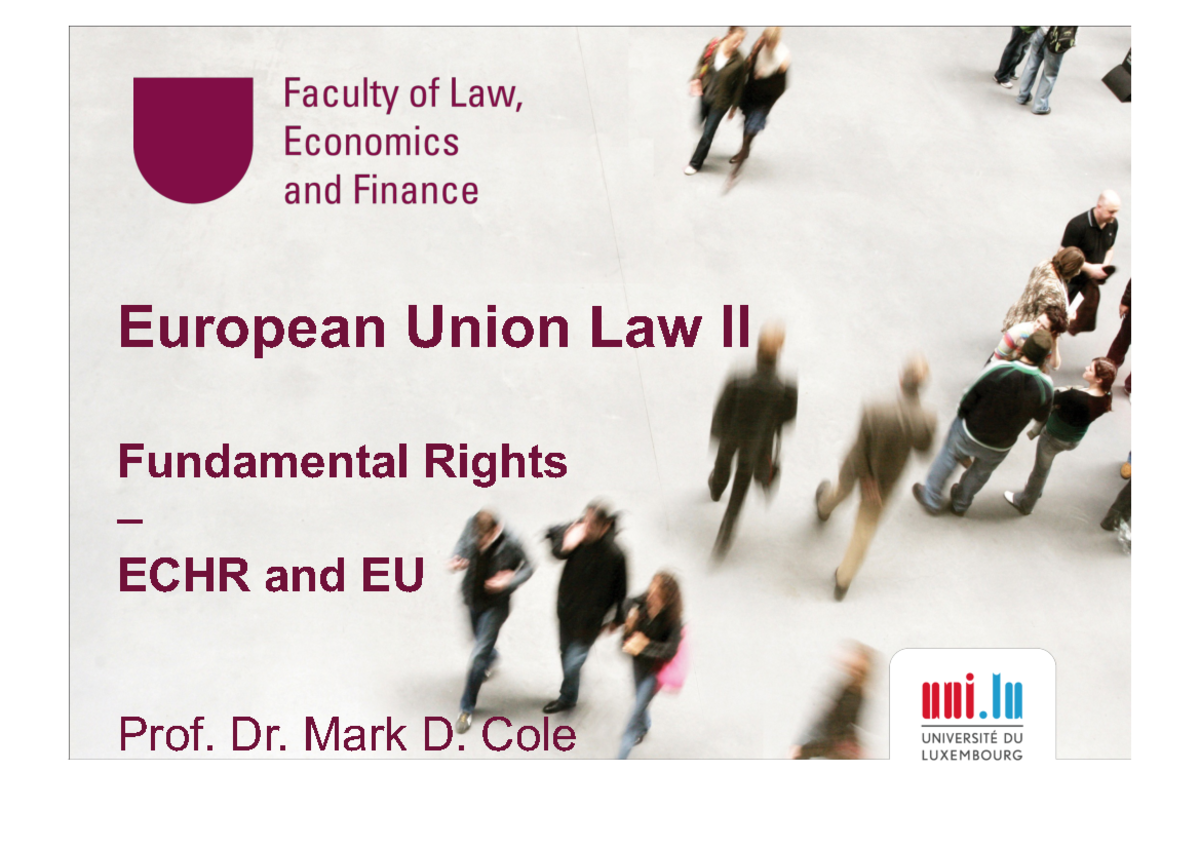 EU Law II PPT1 Fundamental rights MDC - European Union Law II ...