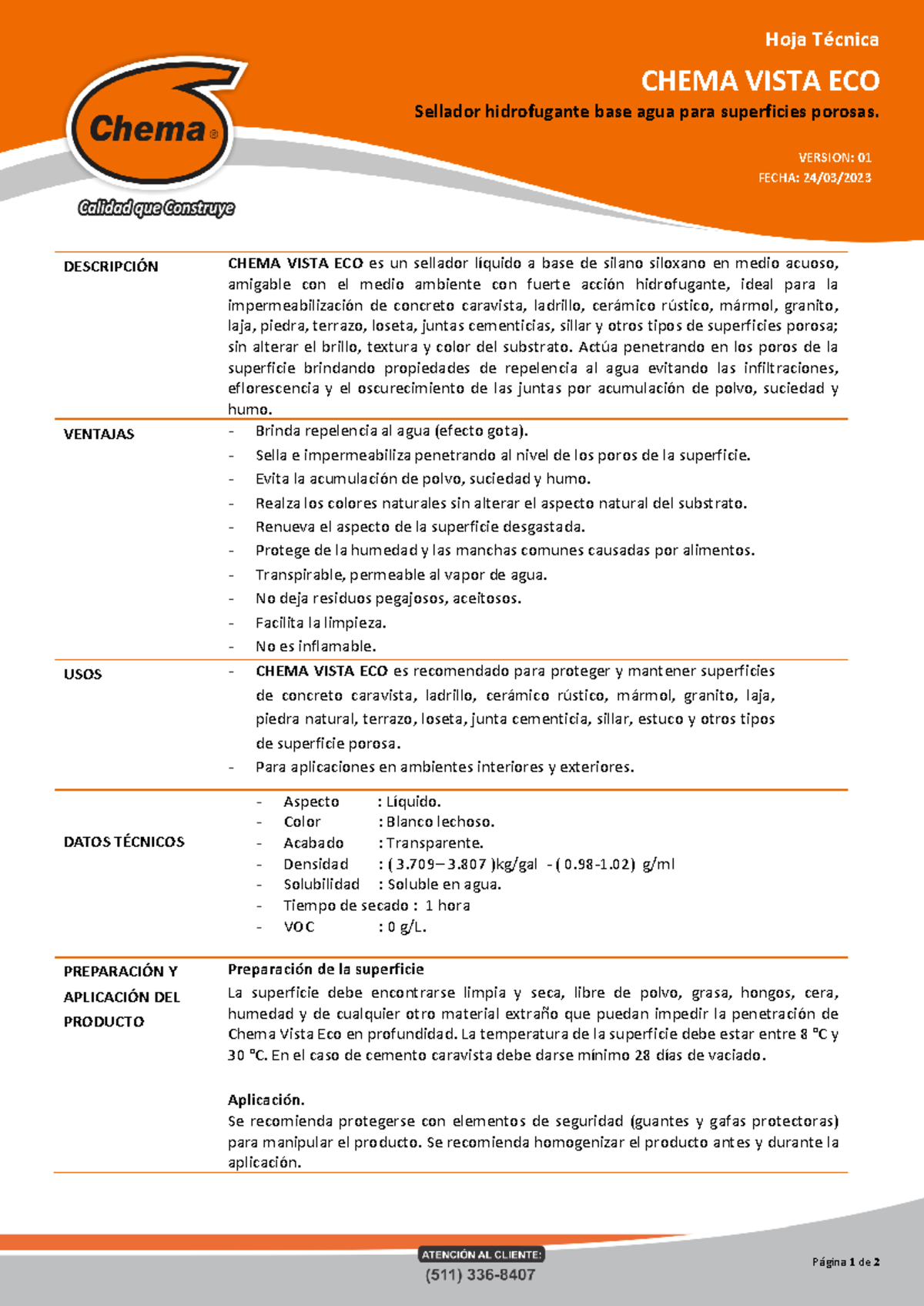 HT Chema Vista ECO V01 - Hoja Técnica CHEMA VISTA ECO Sellador ...