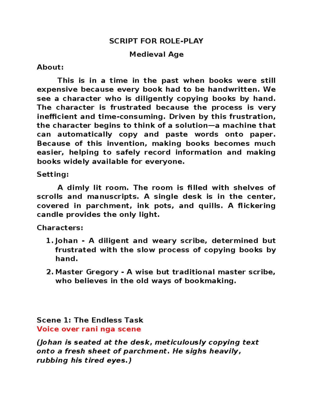 Script-for-roleplay Medieval - SCRIPT FOR ROLE-PLAY Medieval Age About ...