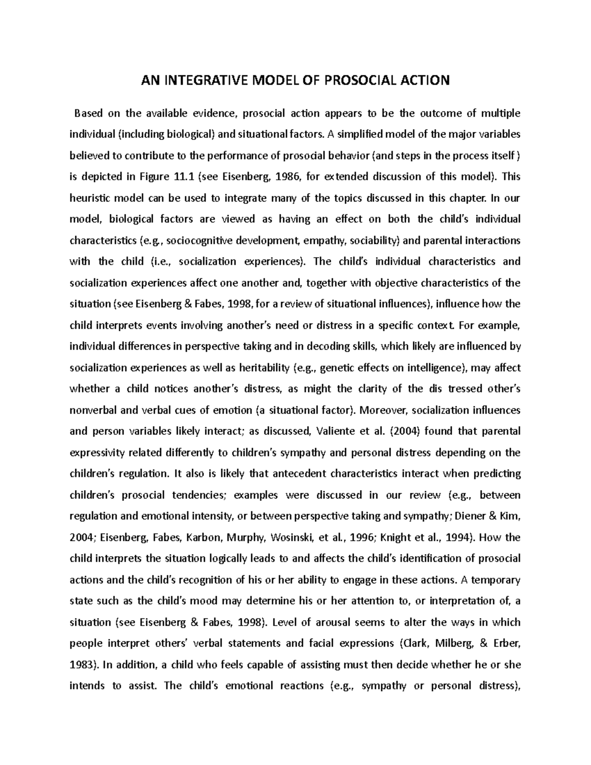 AN Integrative Model OF Prosocial Action - AN INTEGRATIVE MODEL OF ...