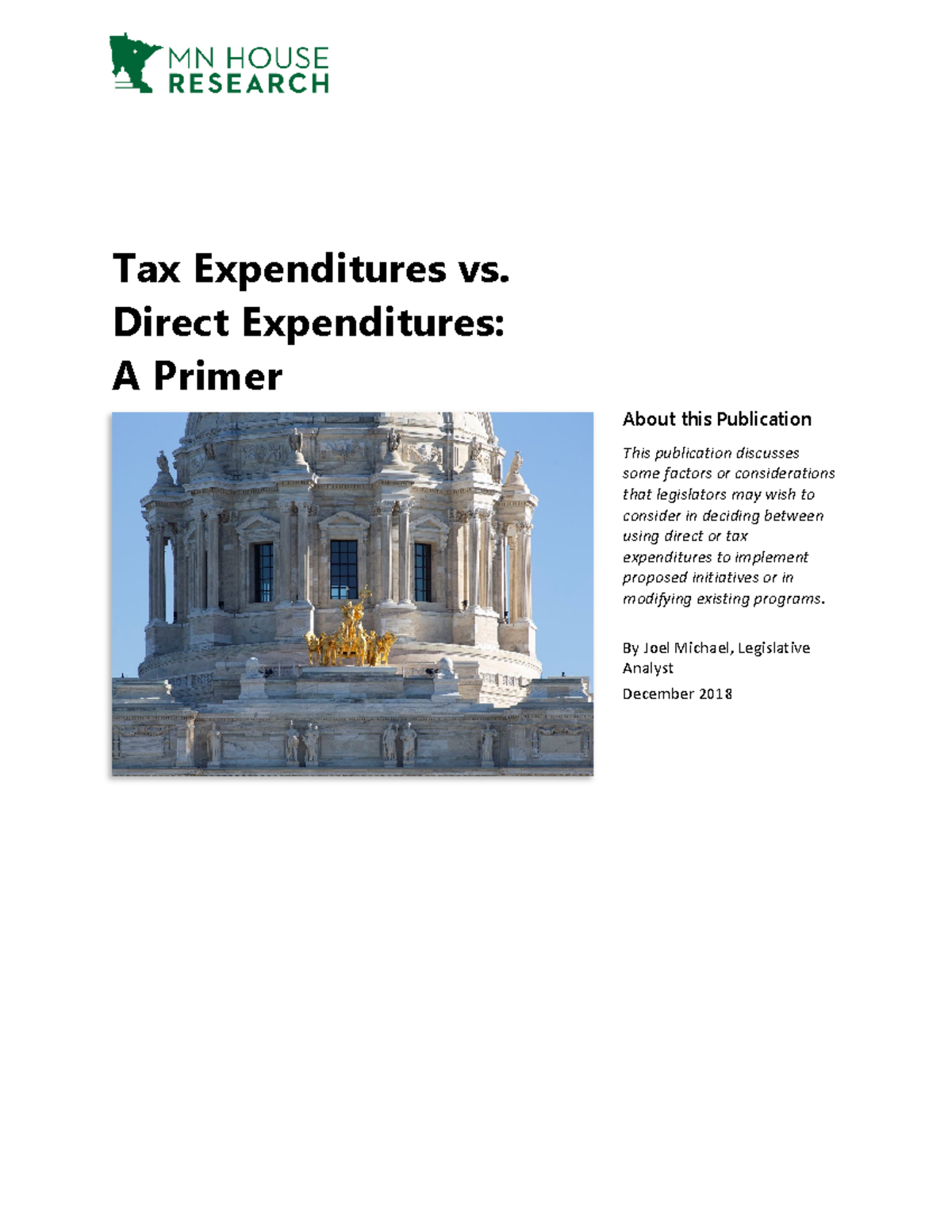 Taxvexp - Tax treatment - Tax Expenditures vs. Direct Expenditures: A ...