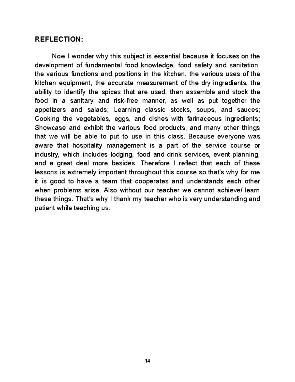 Reflection paper - REFLECTION: Now I wonder why this subject is ...