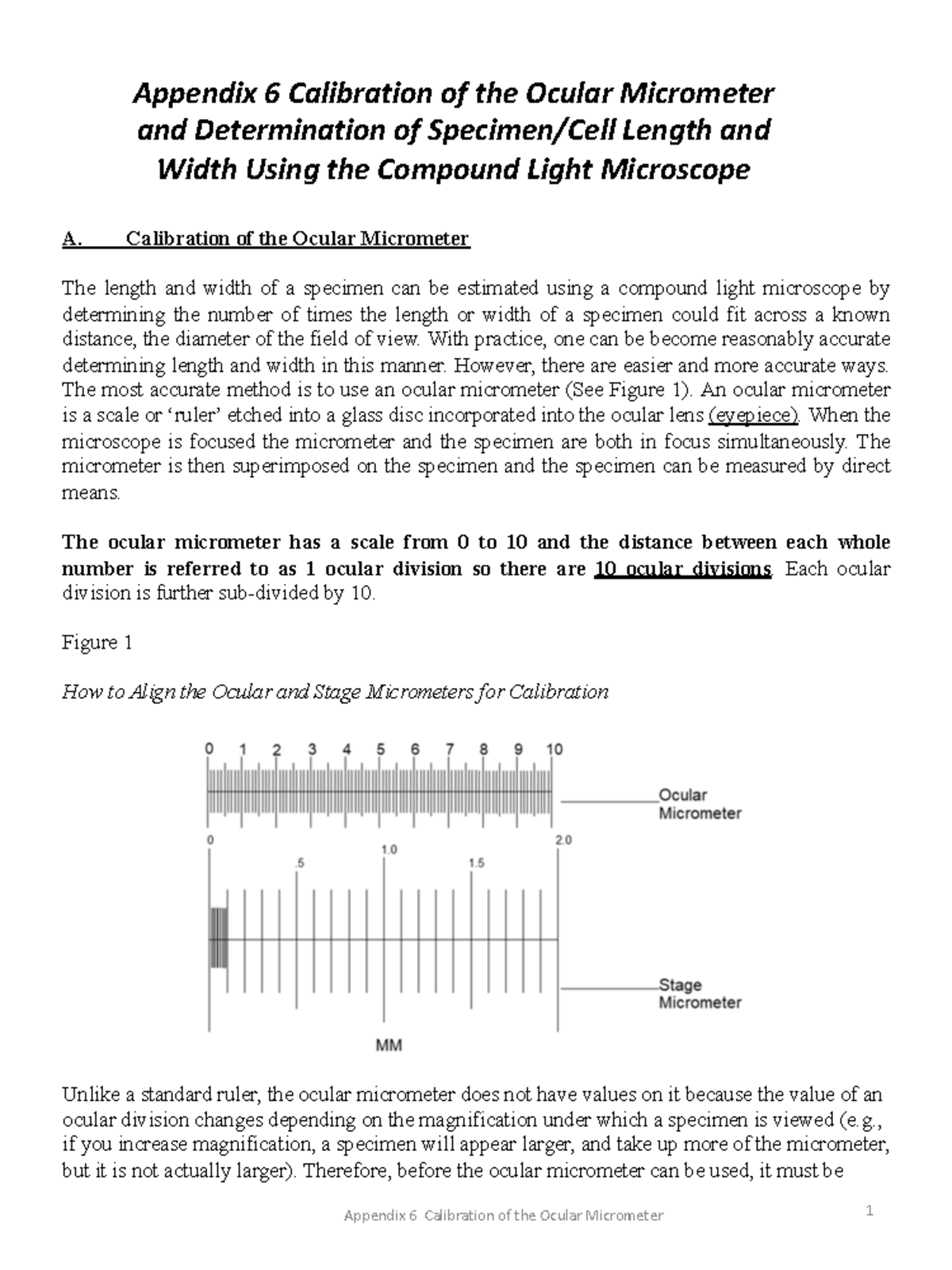 Appendix 6 Calibration of the Ocular - Appendix 6 Calibration of the ...