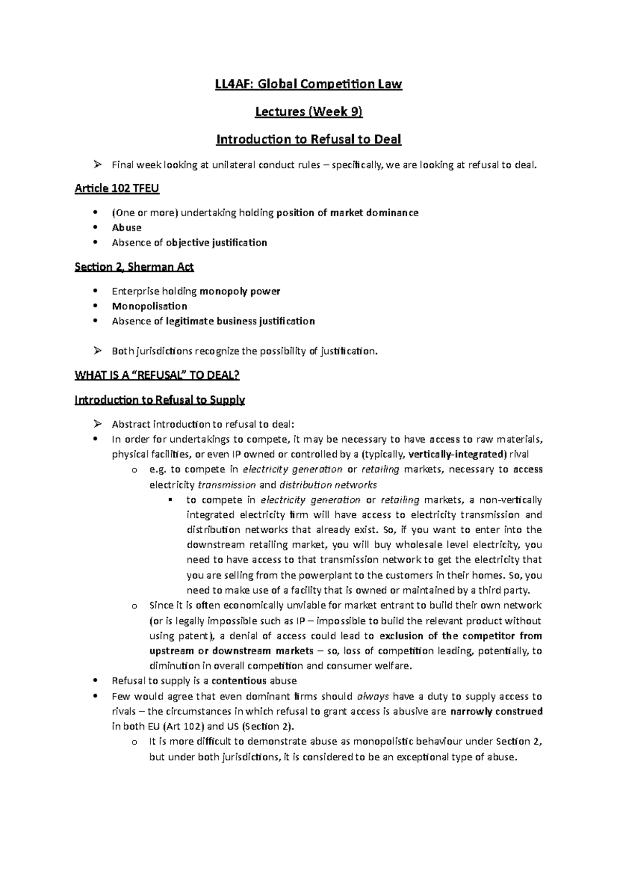 Refusal to Deal - LL4AF: Global Competition Law Lectures (Week 9 ...