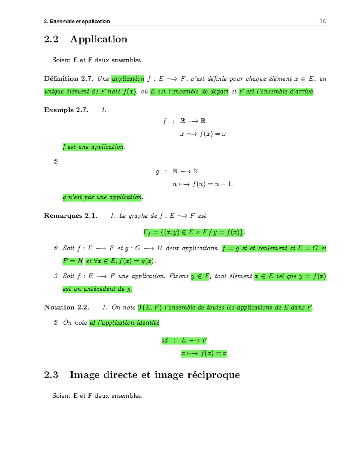 Cours fonction injective et surjetive - 2 Application Soient E et F deux ensembles. D ́efinition ...