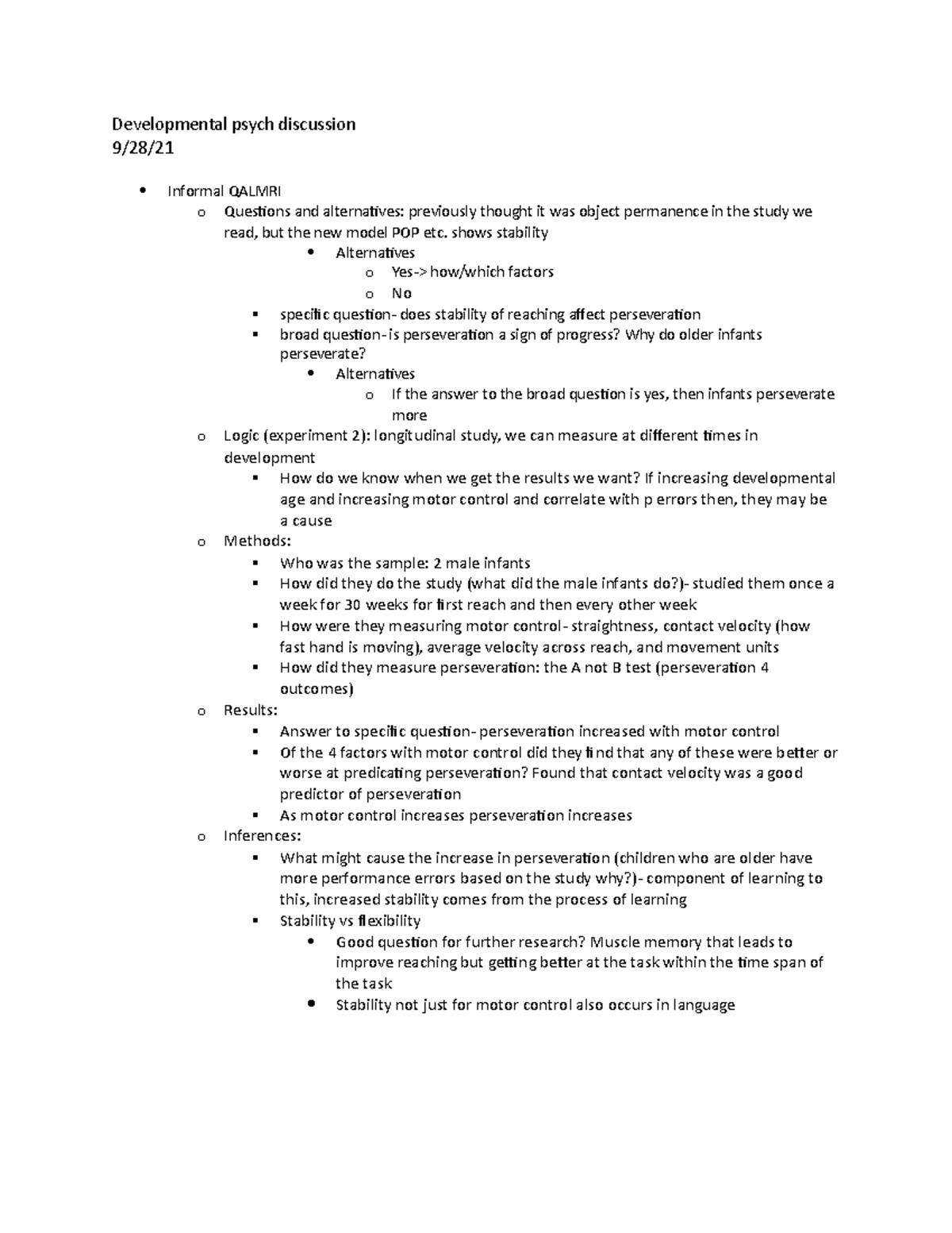Developmental psych discussion notes - PSY24010001 - IOWA - Studocu