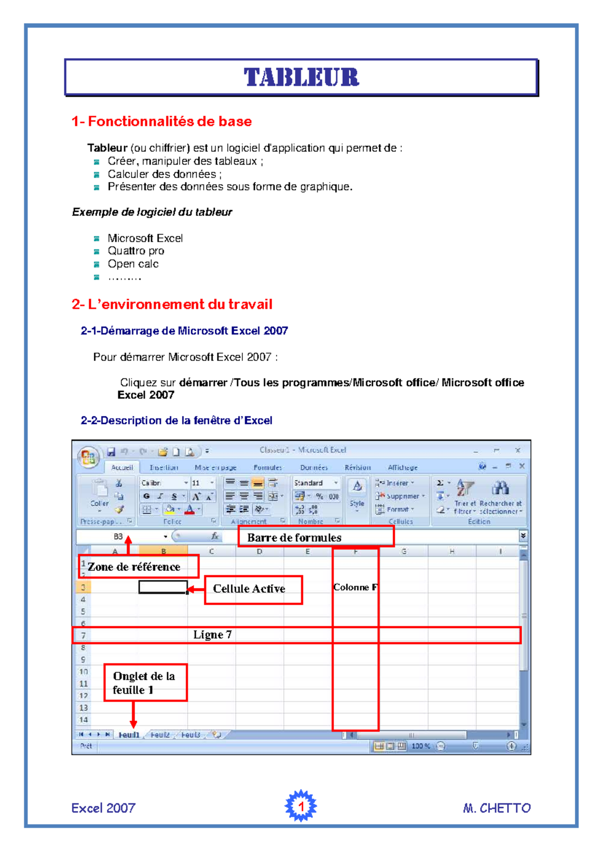 Tableur-excel - Informatique I - - Studocu