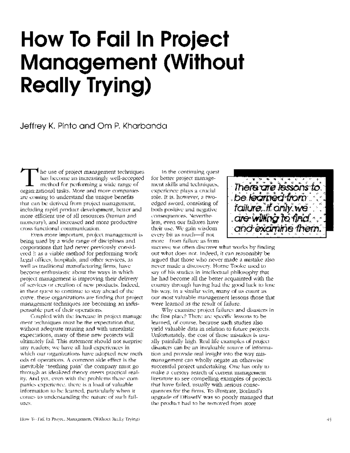 How to fail in project - understanding - How To Fail In Project ...