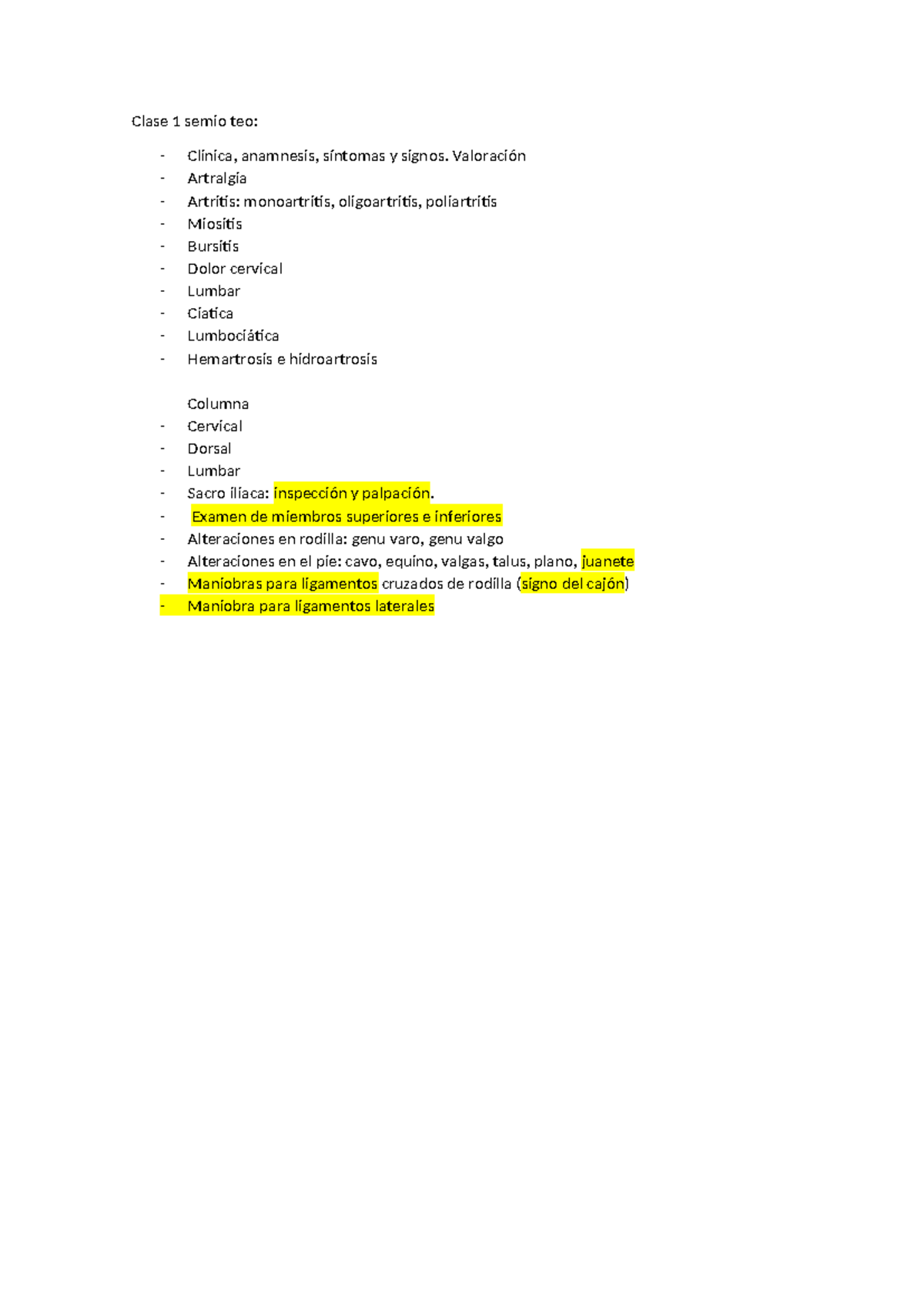 Clase 1 semio teo - Clase 1 semio teo: - Clinica, anamnesis, síntomas y signos. Valoración ...