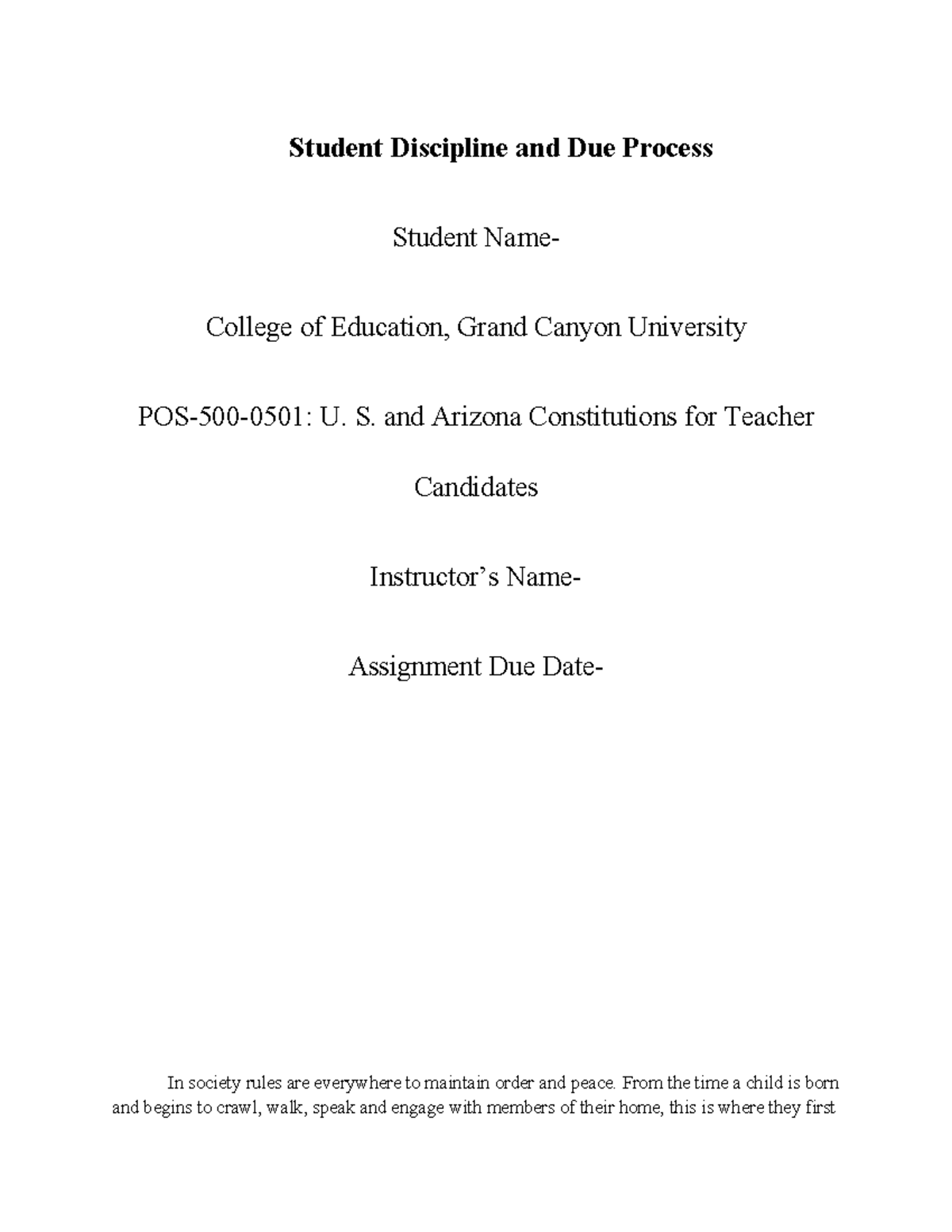 Student Discipline and Due Process - Student Discipline and Due Process ...
