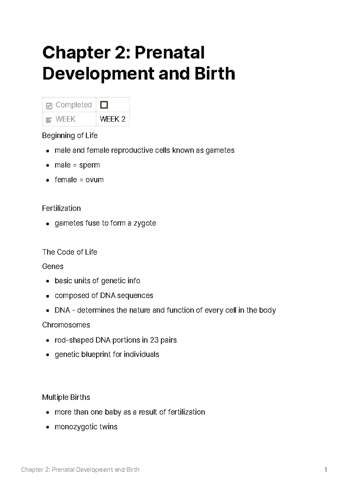 Chapter 2 Prenatal Development and Birth - Chapter 2: Prenatal ...