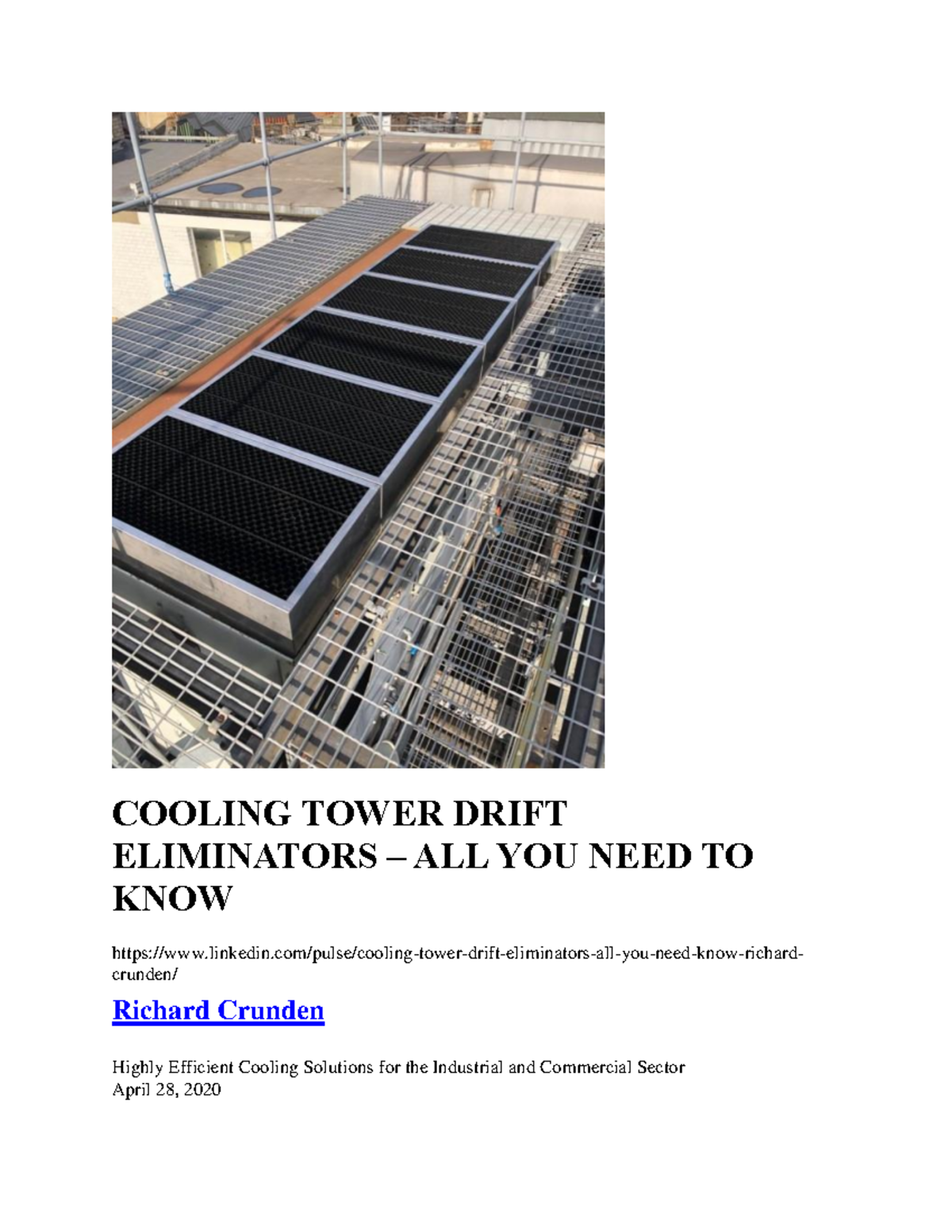 Cooling Tower Drift Eliminators – ALL YOU NEED TO KNOW 2020-04-28 - COOLING TOWER DRIFT ...