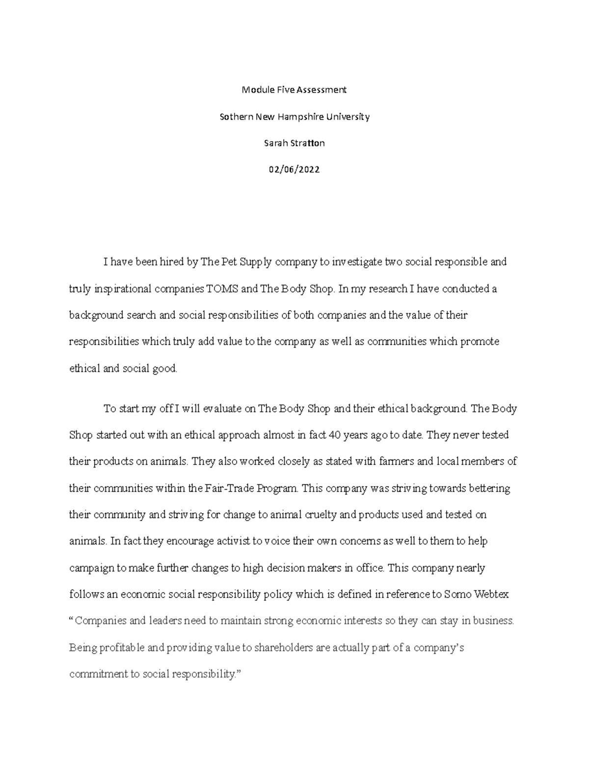Module Five Assessment - Module Five Assessment Sothern New Hampshire ...