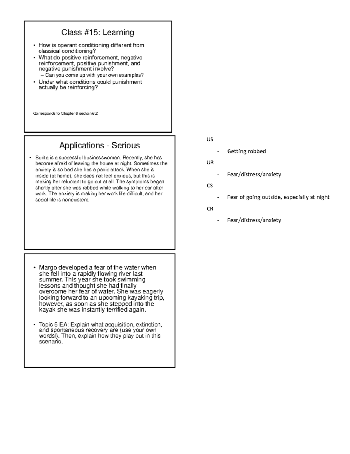 Class#15Note Taking - introductory psychology - Class #15: Learning ...