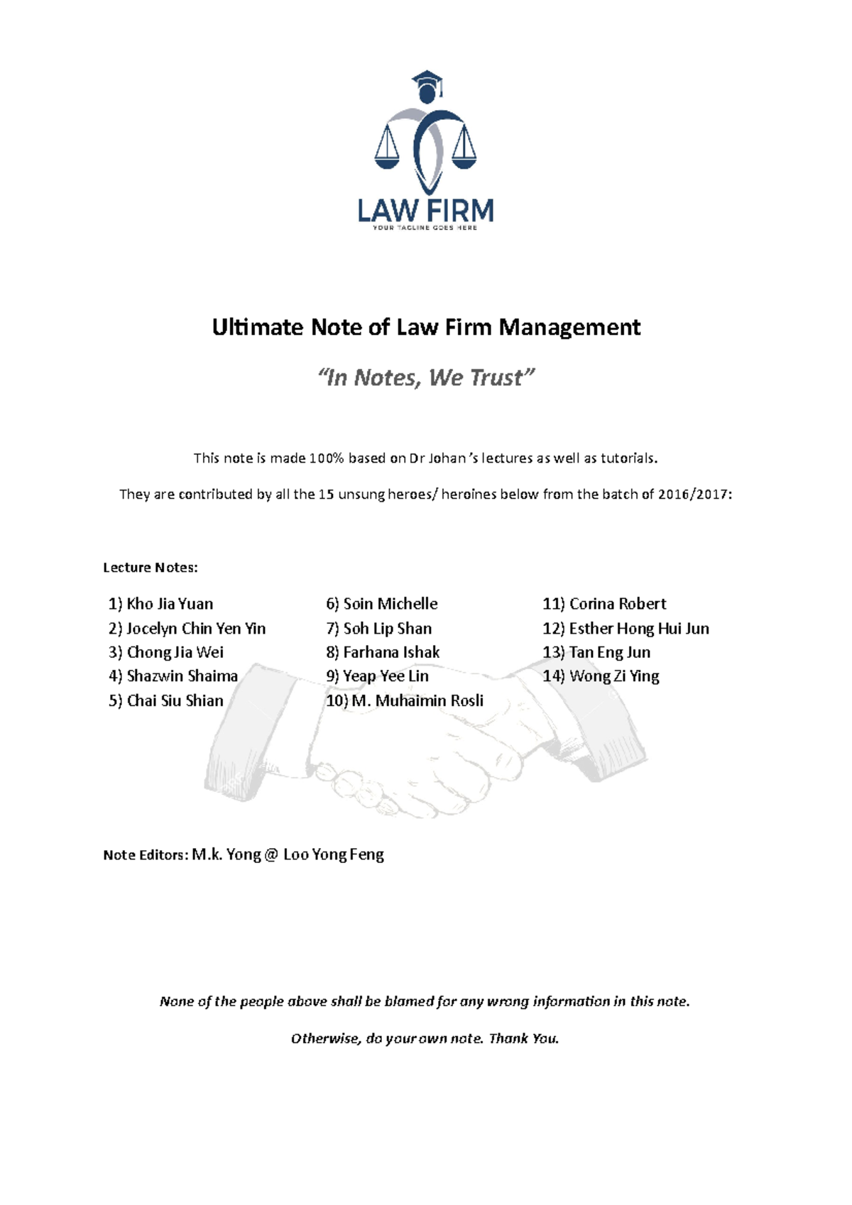 Law firm management notes complete - Ultimate Note of Law Firm ...