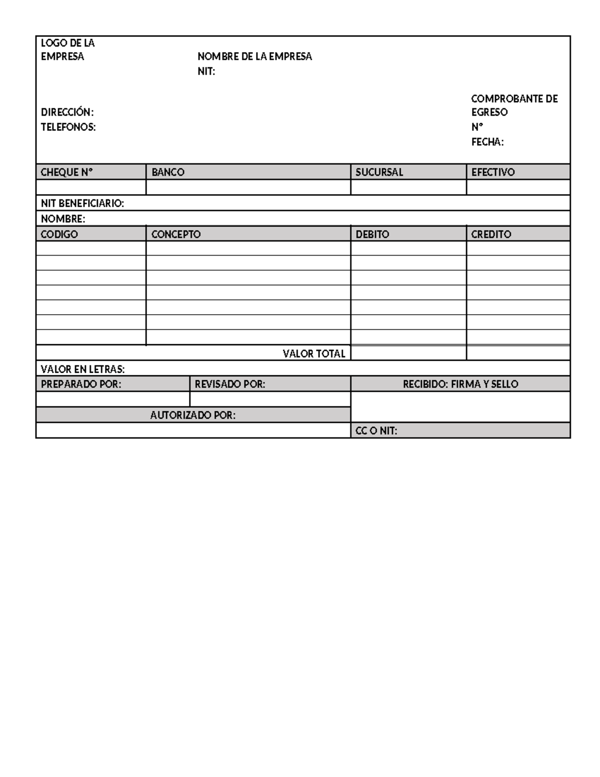 Formato - diseño - LOGO DE LA EMPRESA NOMBRE DE LA EMPRESA NIT ...