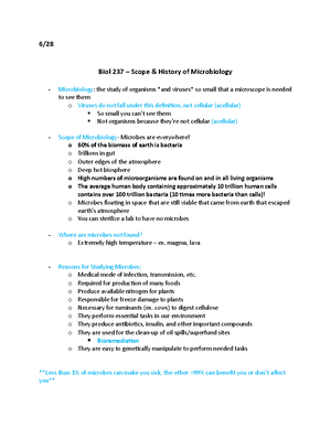 BIOL-237 Lec - Lecture 3 Notes - 6/ Biol 237 – Cell Biology The Size of ...