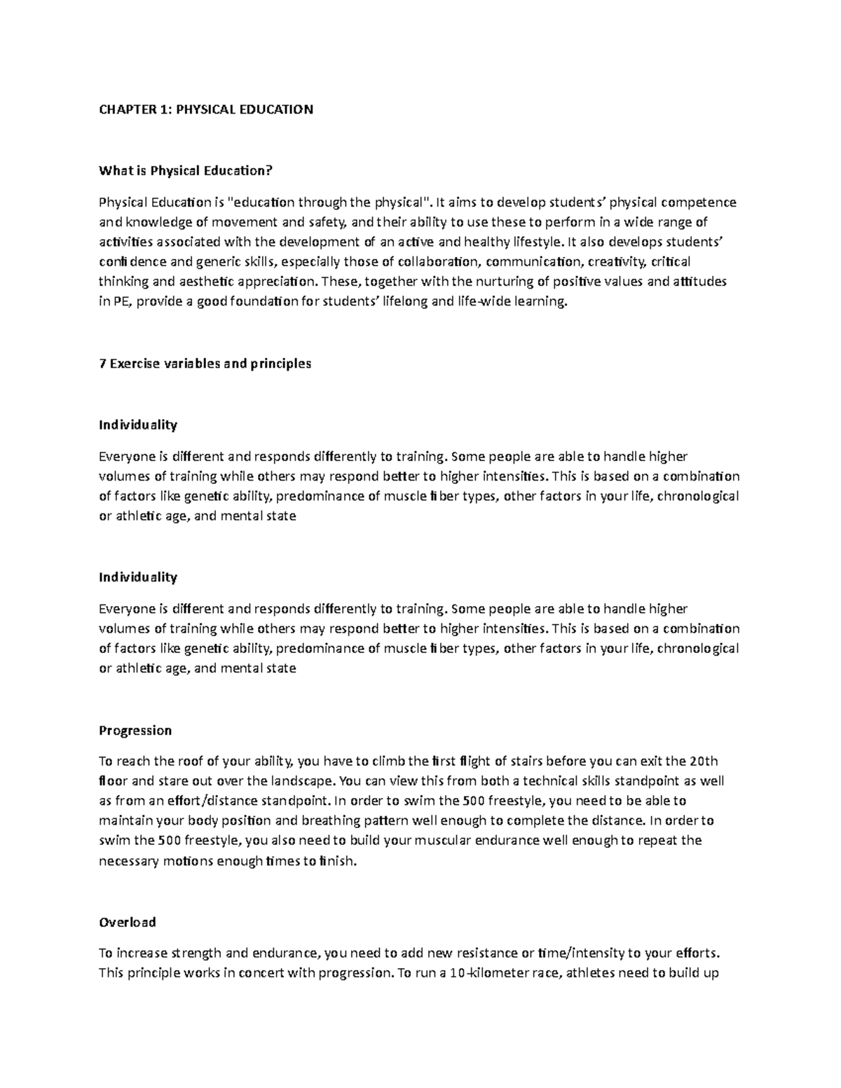 Chapter 1 - Introduction to Physical Education 4 - CHAPTER 1: PHYSICAL ...