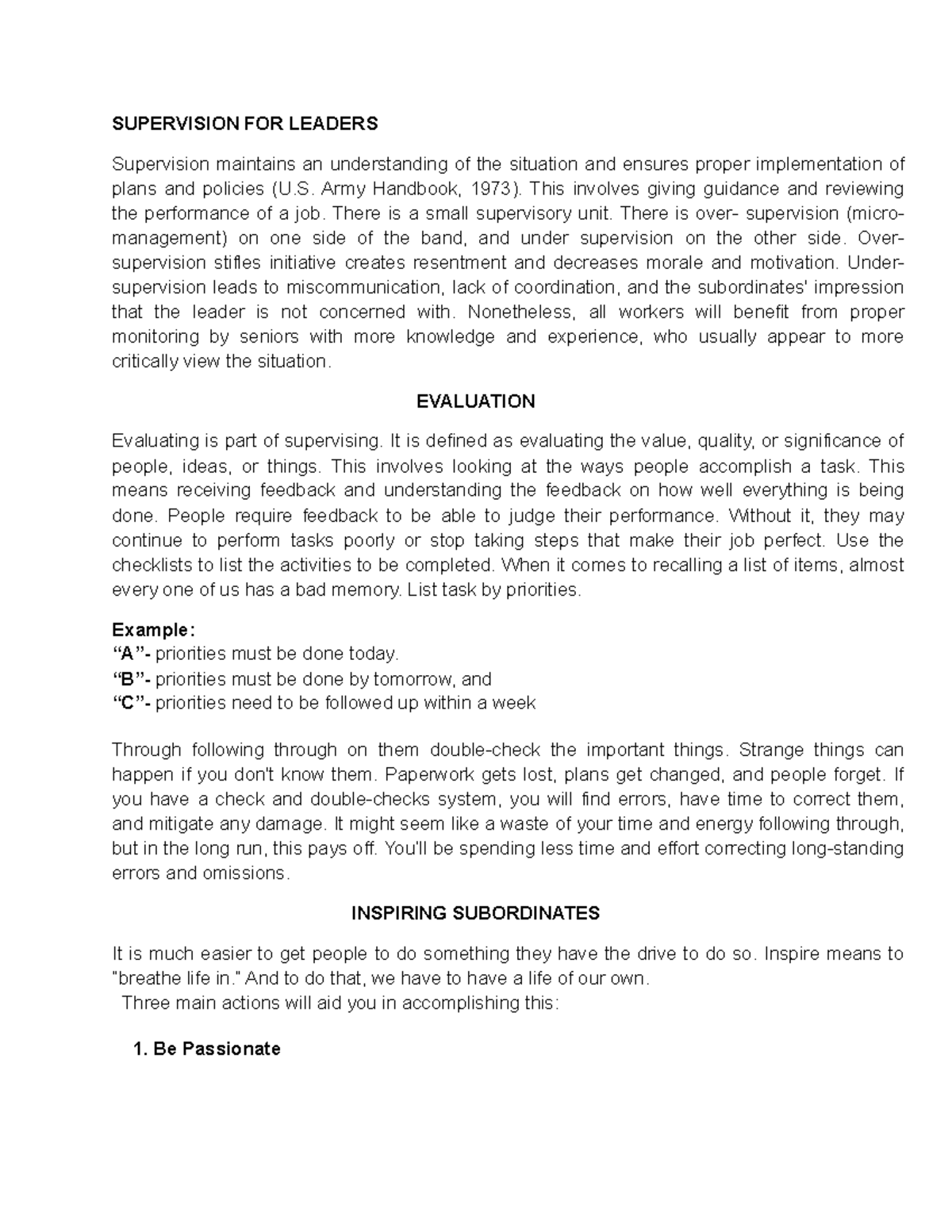 Supervision FOR Leaders - SUPERVISION FOR LEADERS Supervision maintains ...