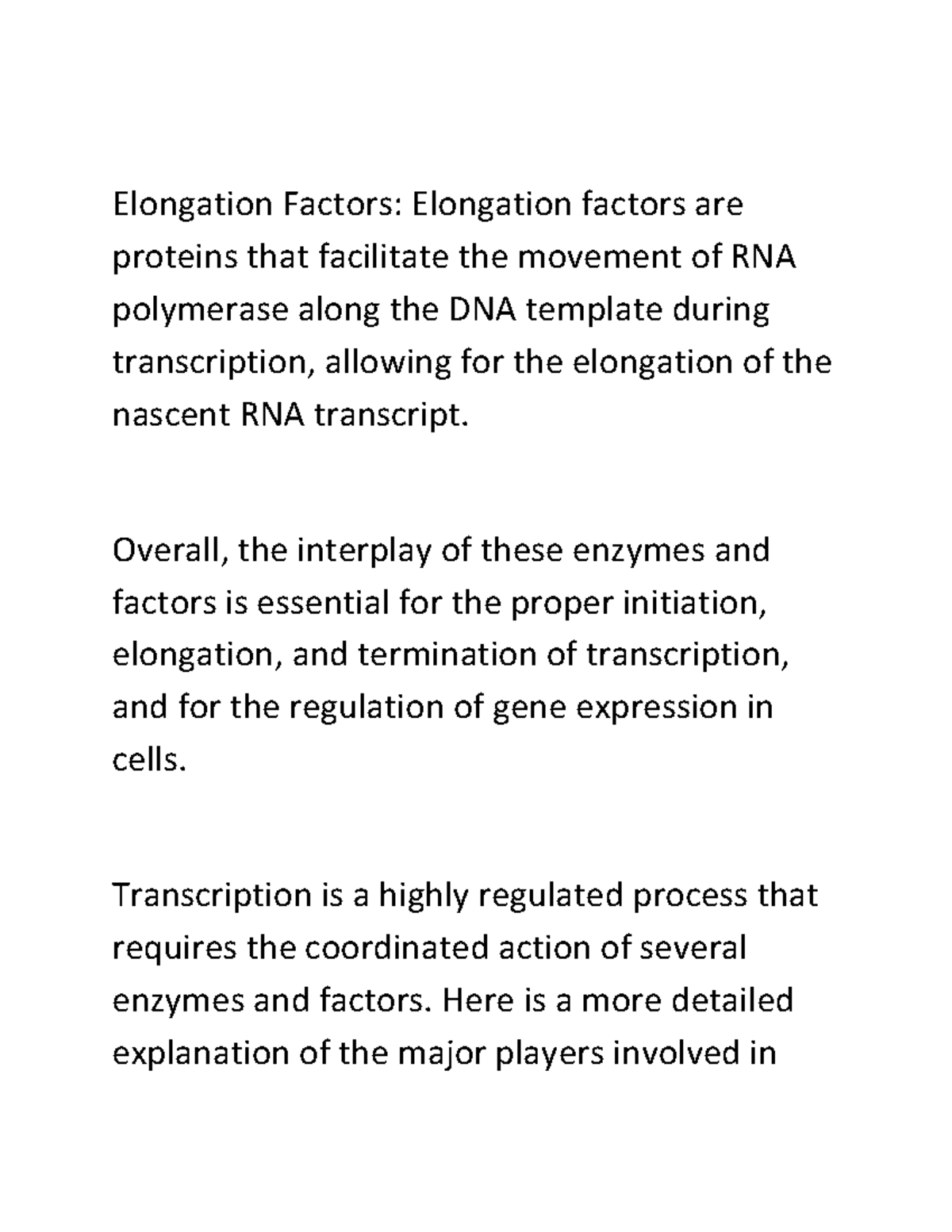 Enzyme and factor involved in transcription part 2 - Elongation Factors ...