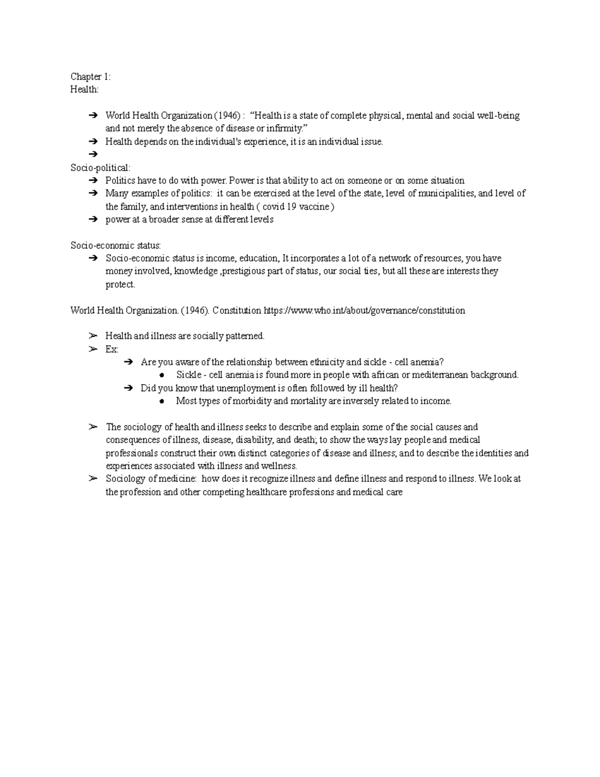 Chapter 1 of Sociopolitical and Economic Perspectives in Health HSS2321 ...
