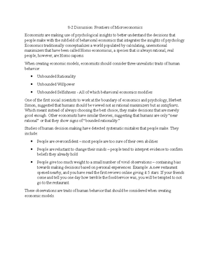 Module 8 - Simulation Discussion - Frontiers of Microeconomics - Module ...
