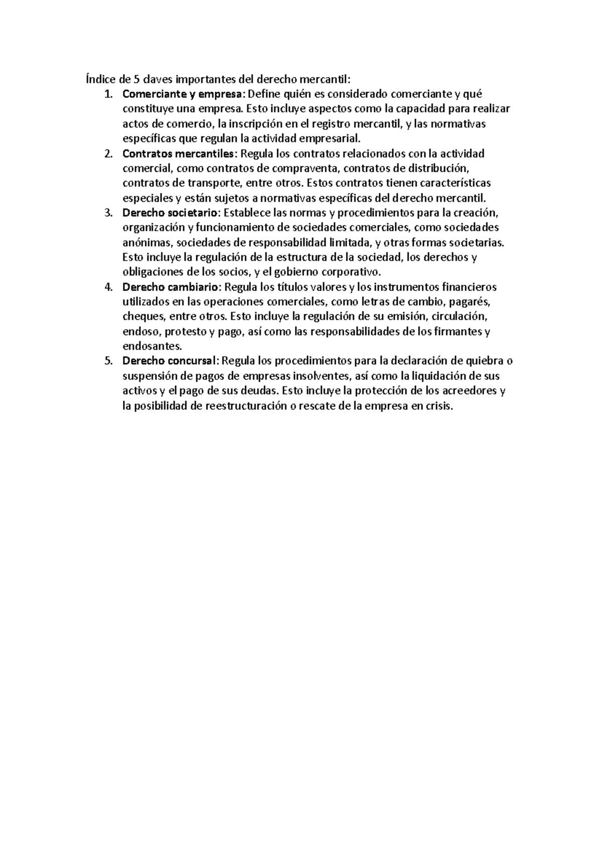 Índice de 5 claves importantes del derecho mercantil - Comerciante y ...