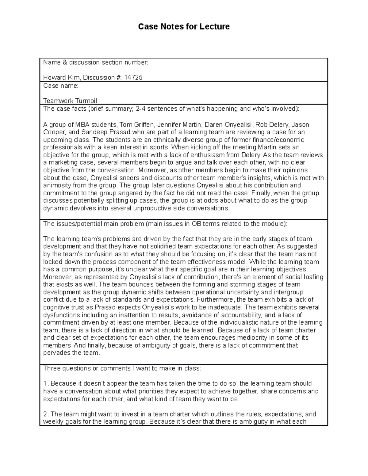 Case Notes #3 - Case Notes for Lecture Name discussion section number ...