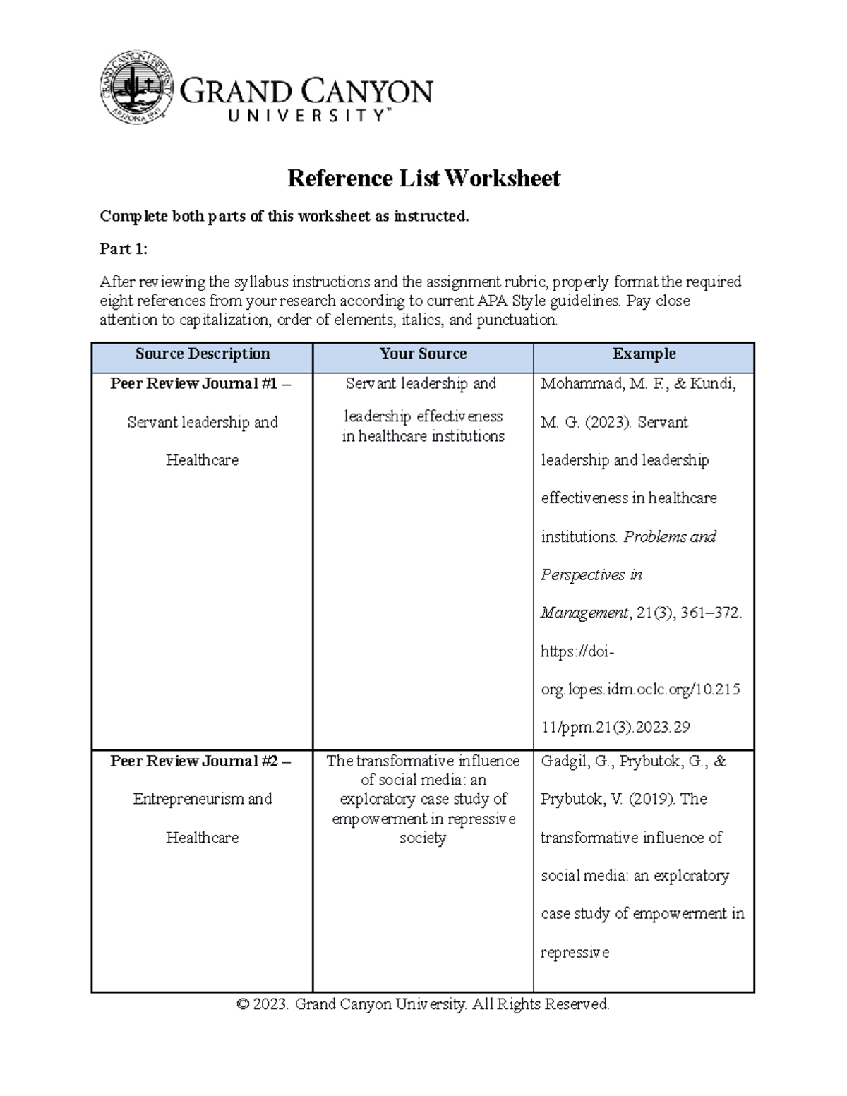UNV 504 RS T2 Reference List Worksheet - Reference List Worksheet ...