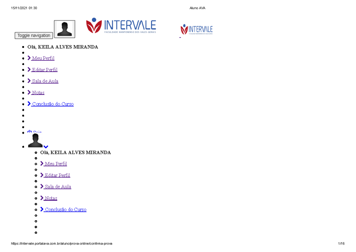 GABARITO E PROVA - Toggle navigation Olá, KEILA ALVES MIRANDA Meu ...