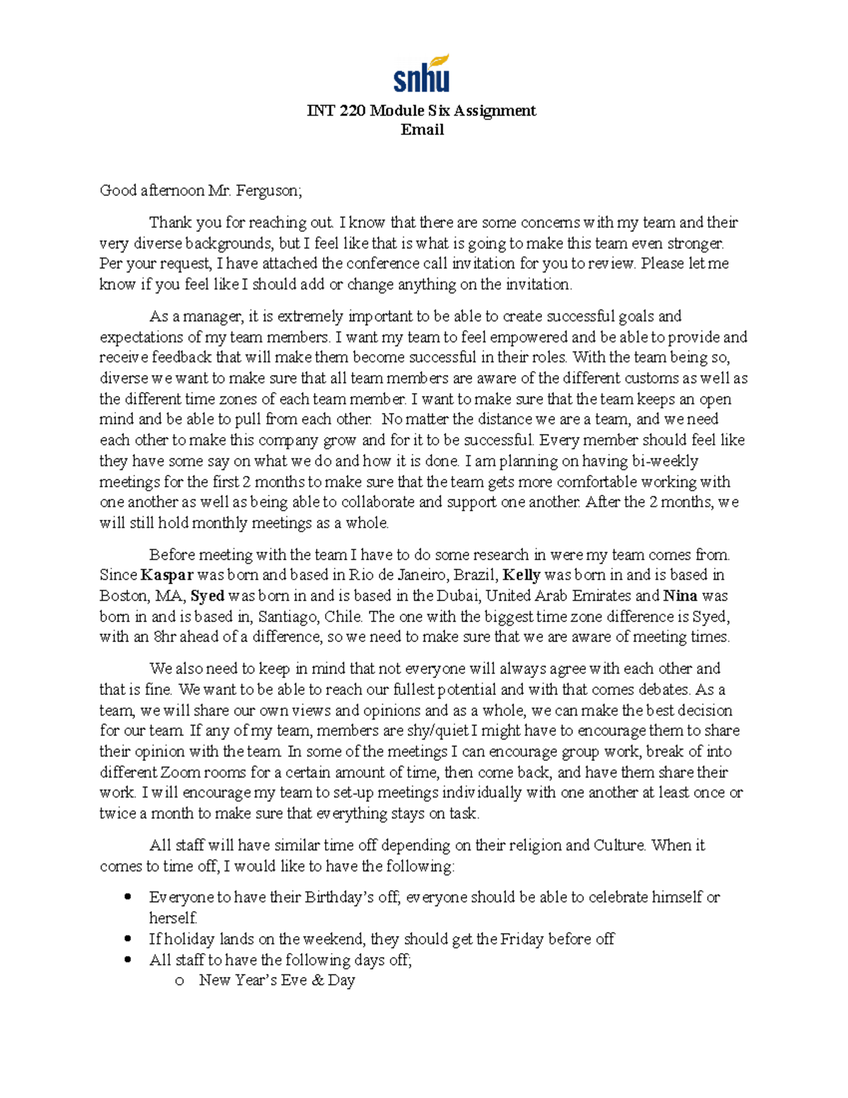 INT 220 Module Six 6-1 - n/a - INT 220 Module Six Assignment Email Good ...