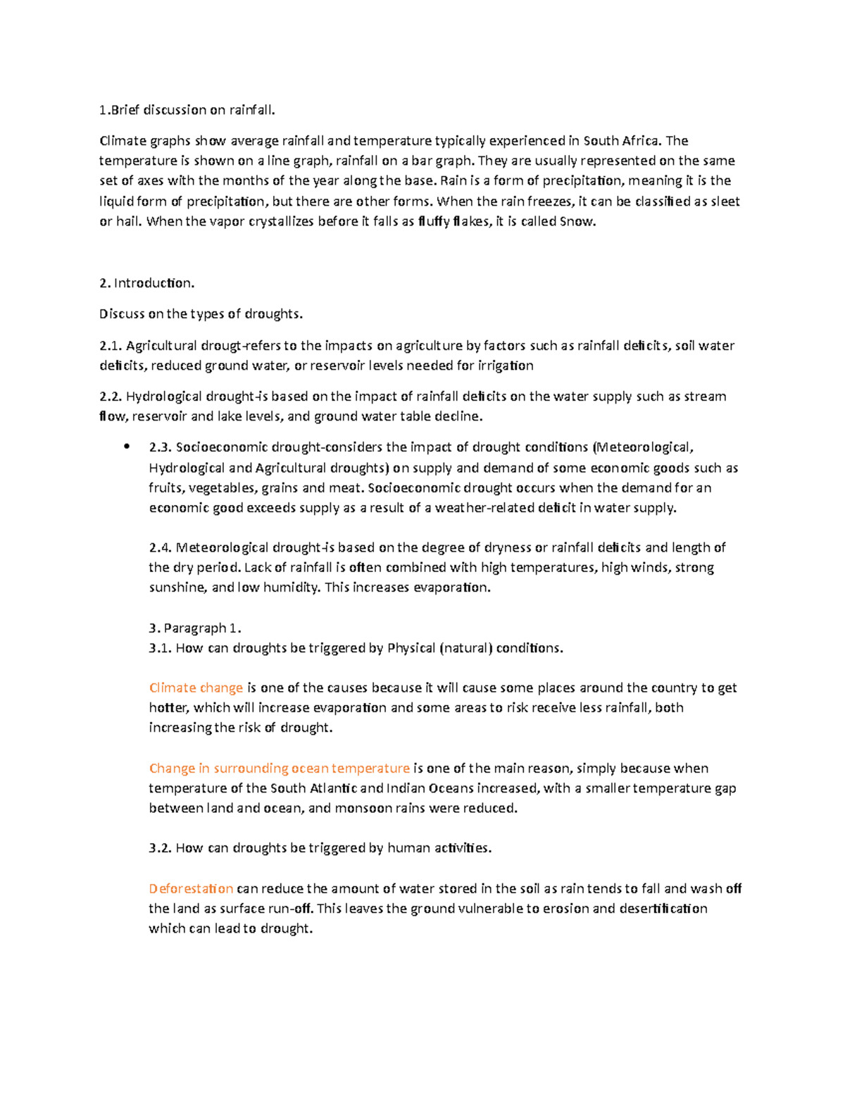 IED 1501 assignment - 1 discussion on rainfall. Climate graphs show ...