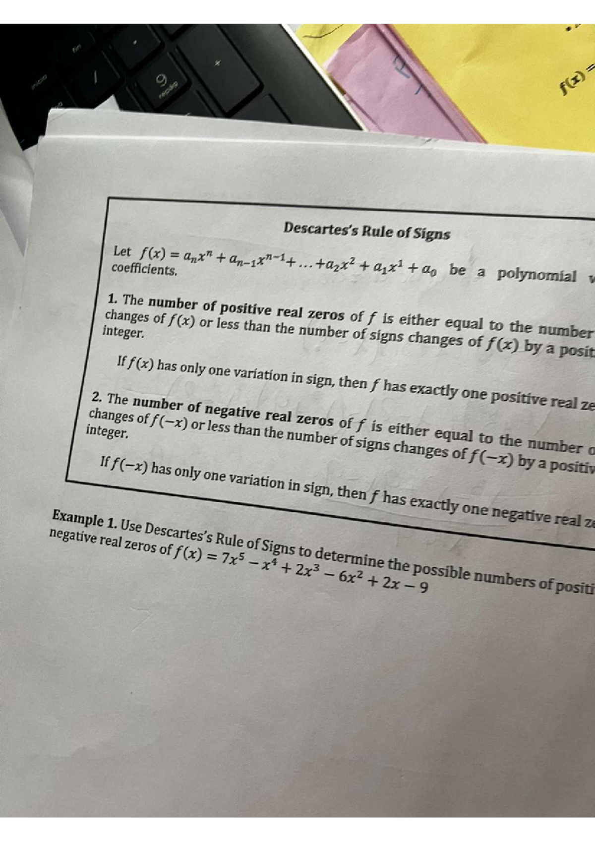 Whats App Image 2023-04-02 at 3.32.14 PM - Rule of Signs Let f(x) anxn ...