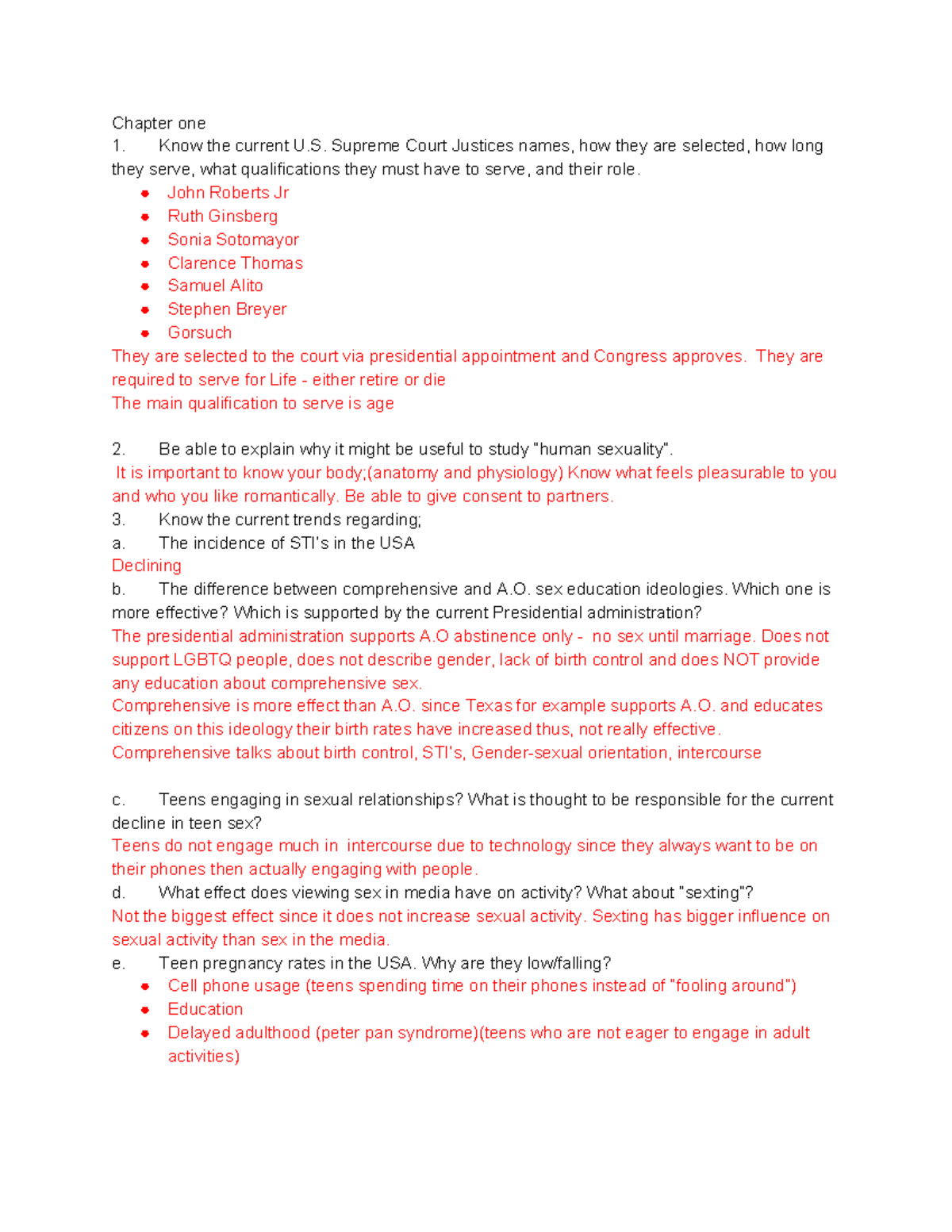 Quiz 1 study guide - Chapter one 1. Know the current U. Supreme Court ...