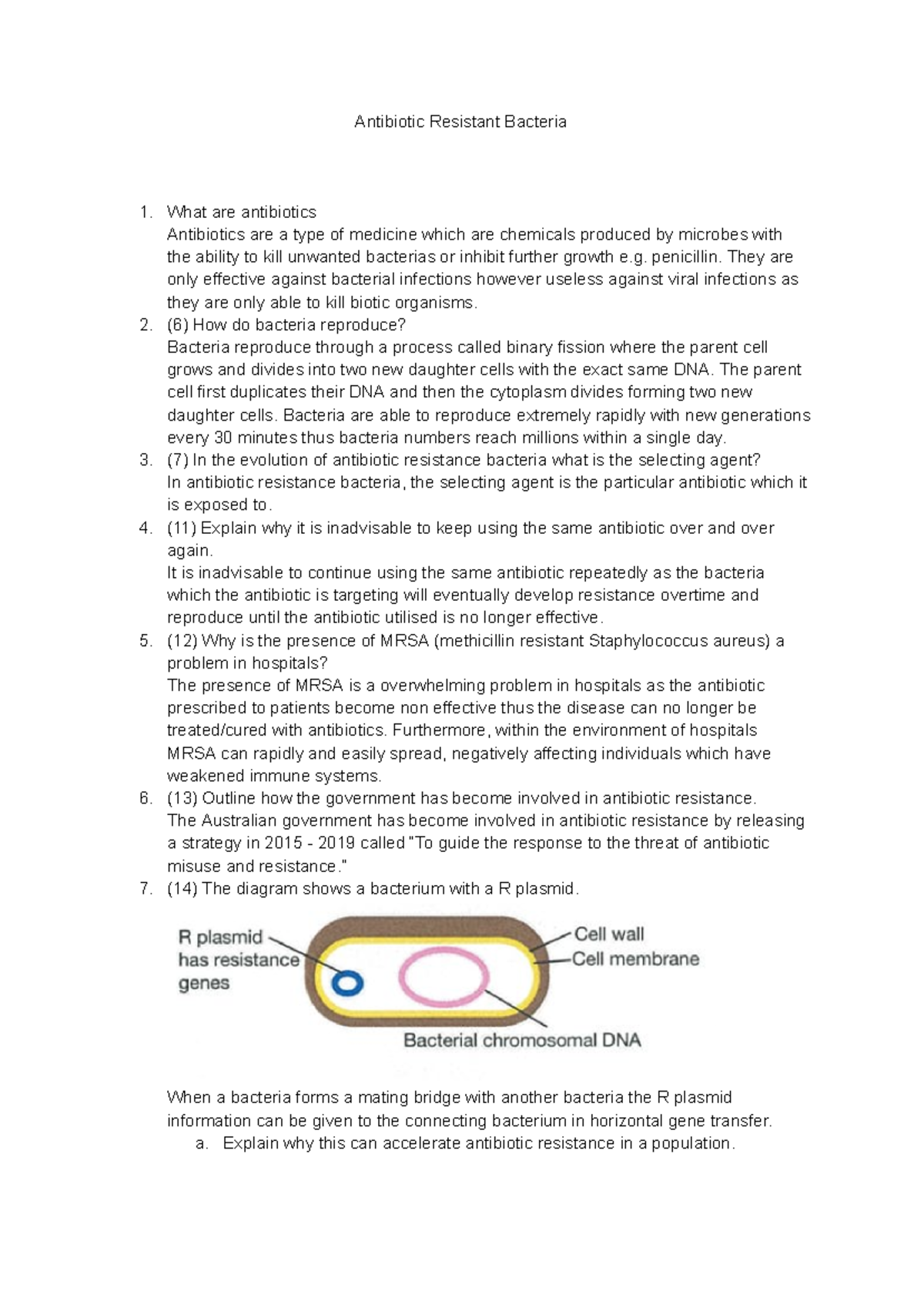 Biology - Antiobiotic Resistant Bacteria Questions - Antibiotic ...