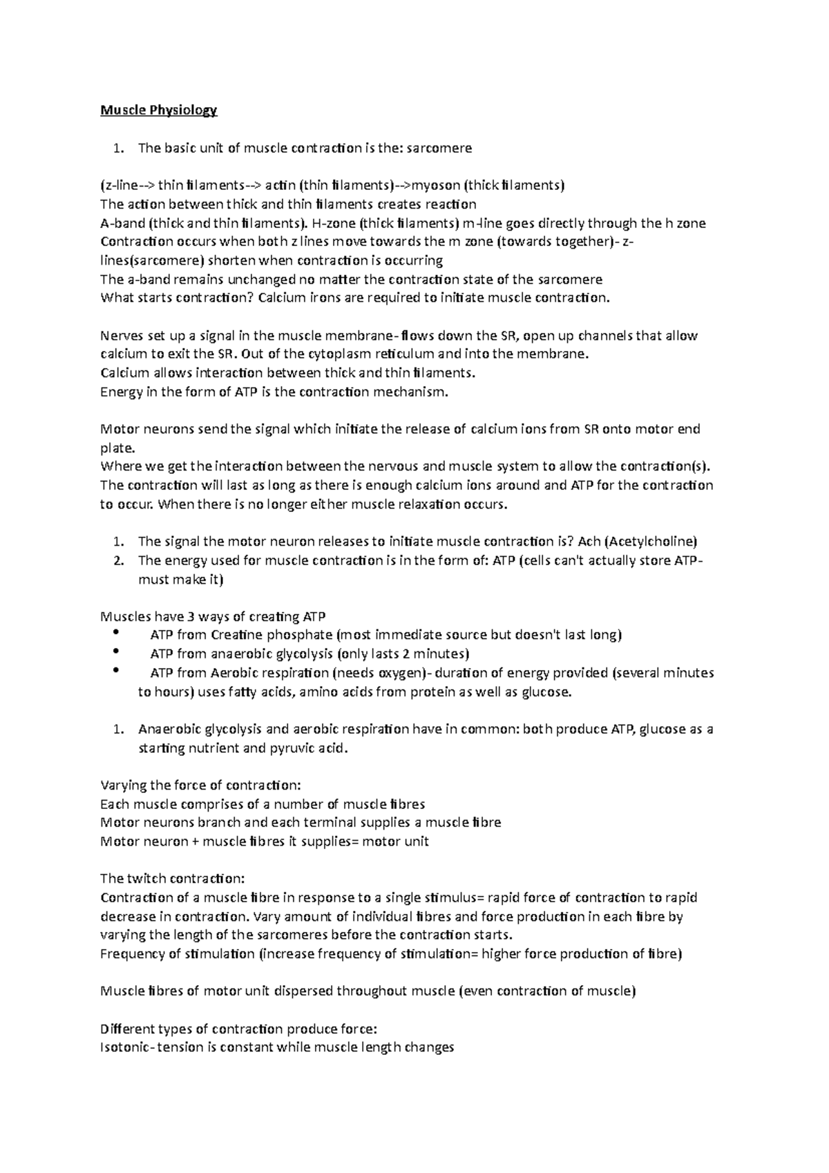 Lecture notes, lectures 3,5 - Muscle physiology - Muscle Physiology 1 ...
