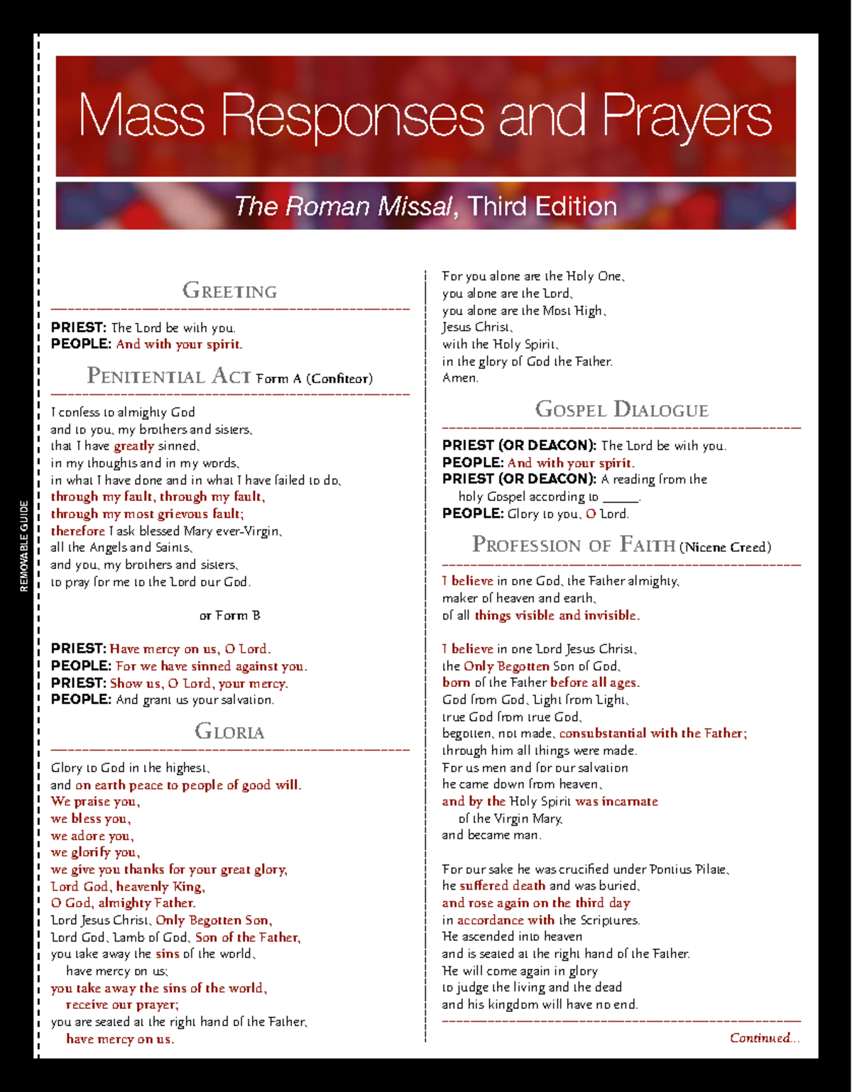 Mass Responses Prayers Faithgr - GreetinG PRIEST: The Lord be with you ...