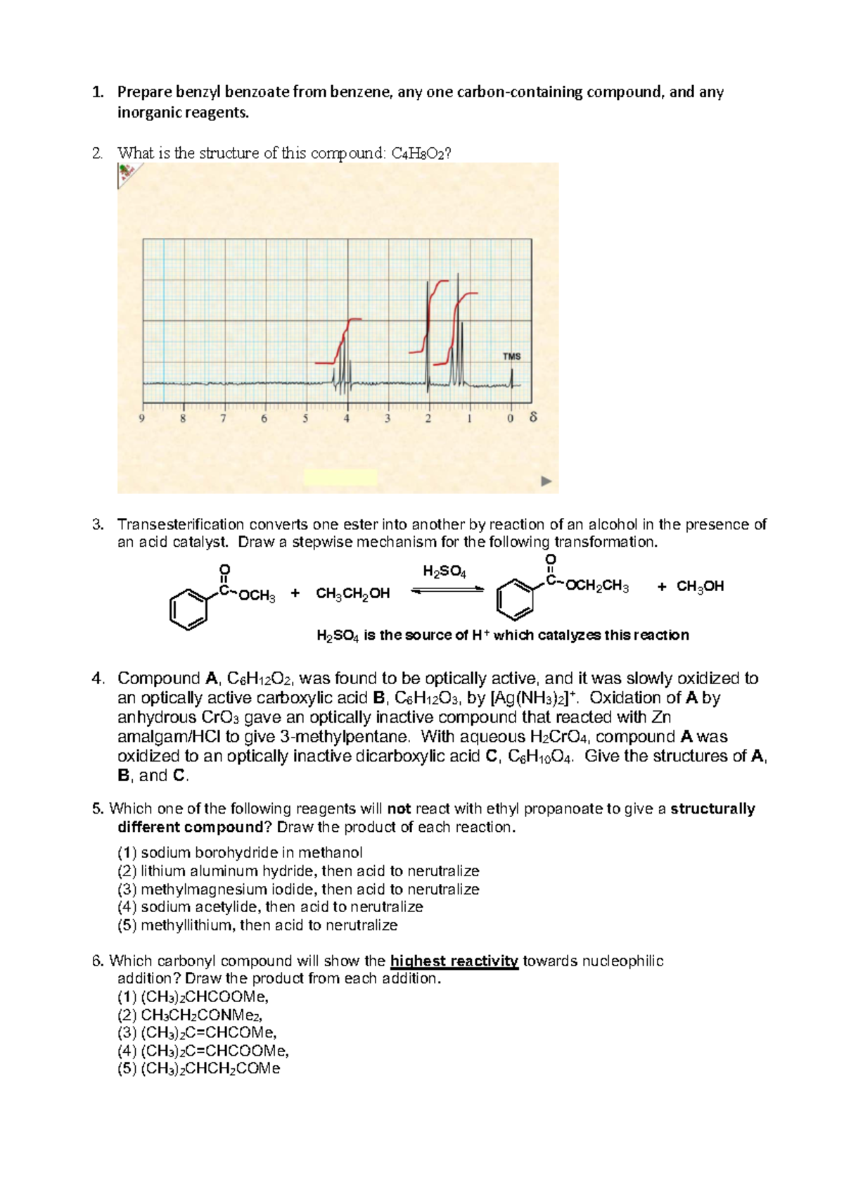 Problems Chapters 19 and 20 - 1. Prepare benzyl benzoate from benzene ...