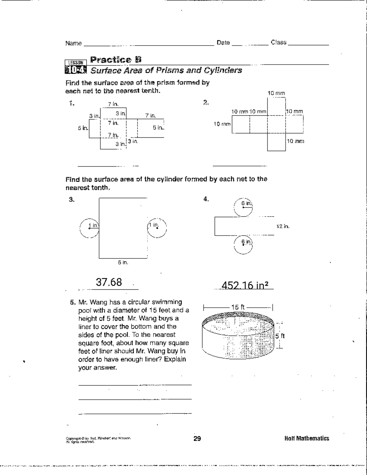 Surface Area Day 2 PracticeUnit 7 Review quixUnit 7 Review quix - Name ...
