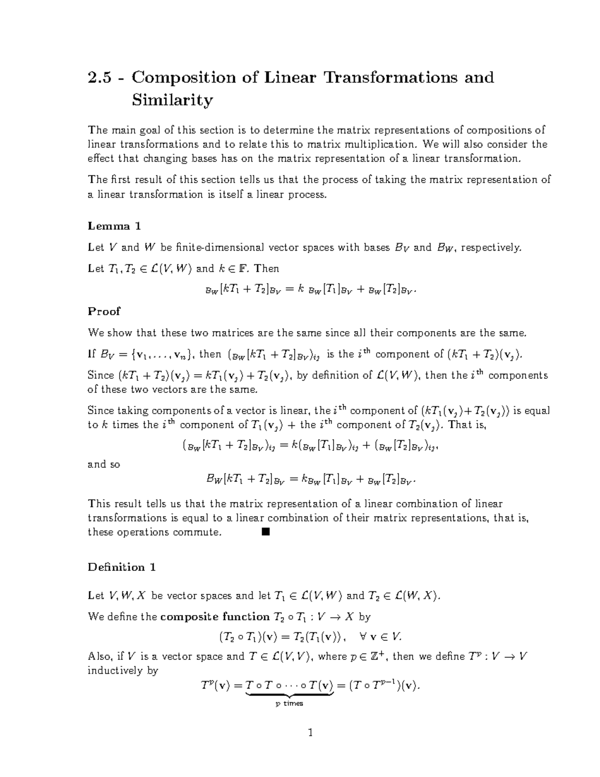 CH 2.5 - Comp Lin Trans Sim 1 - 2 - Composition of Linear Transformations and Similarity The ...