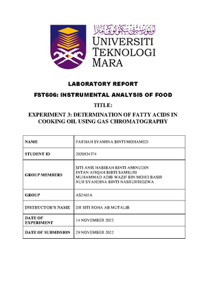 Jotter EXPERIMENT 1 - Instrumental Analysis of Food - JOTTER - Studocu