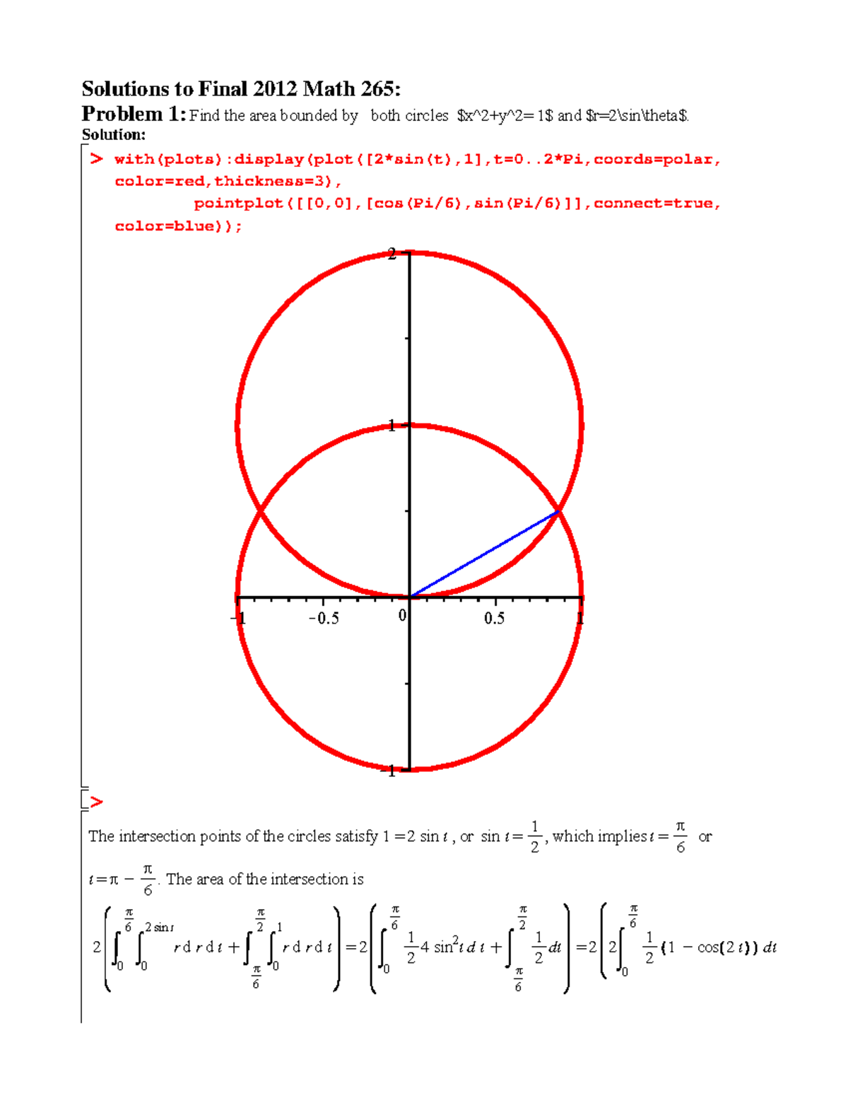 Final 2012, questions and answers - OO OO Solutions to Final 2012 Math ...