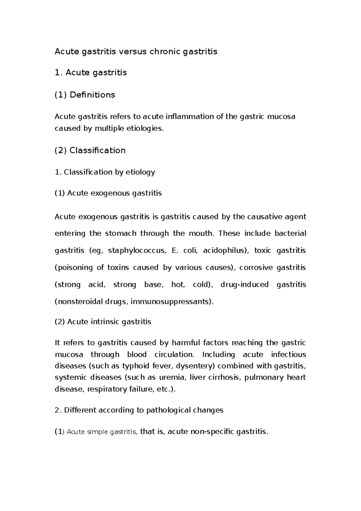 Acute gastritis versus chronic gastritis NRS111 - Acute gastritis (1 ...