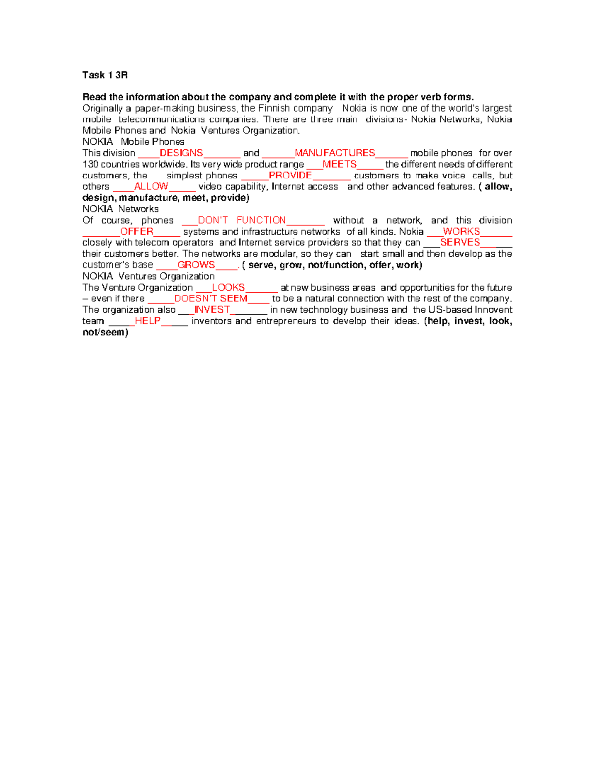 Task 1 3R JABQ - ejercicios - Task 1 3R Read the information about the company and complete it ...