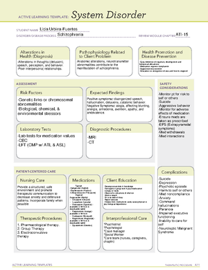 Zyprexa medsheet - example worksheet on medications - ACTIVE LEARNING ...