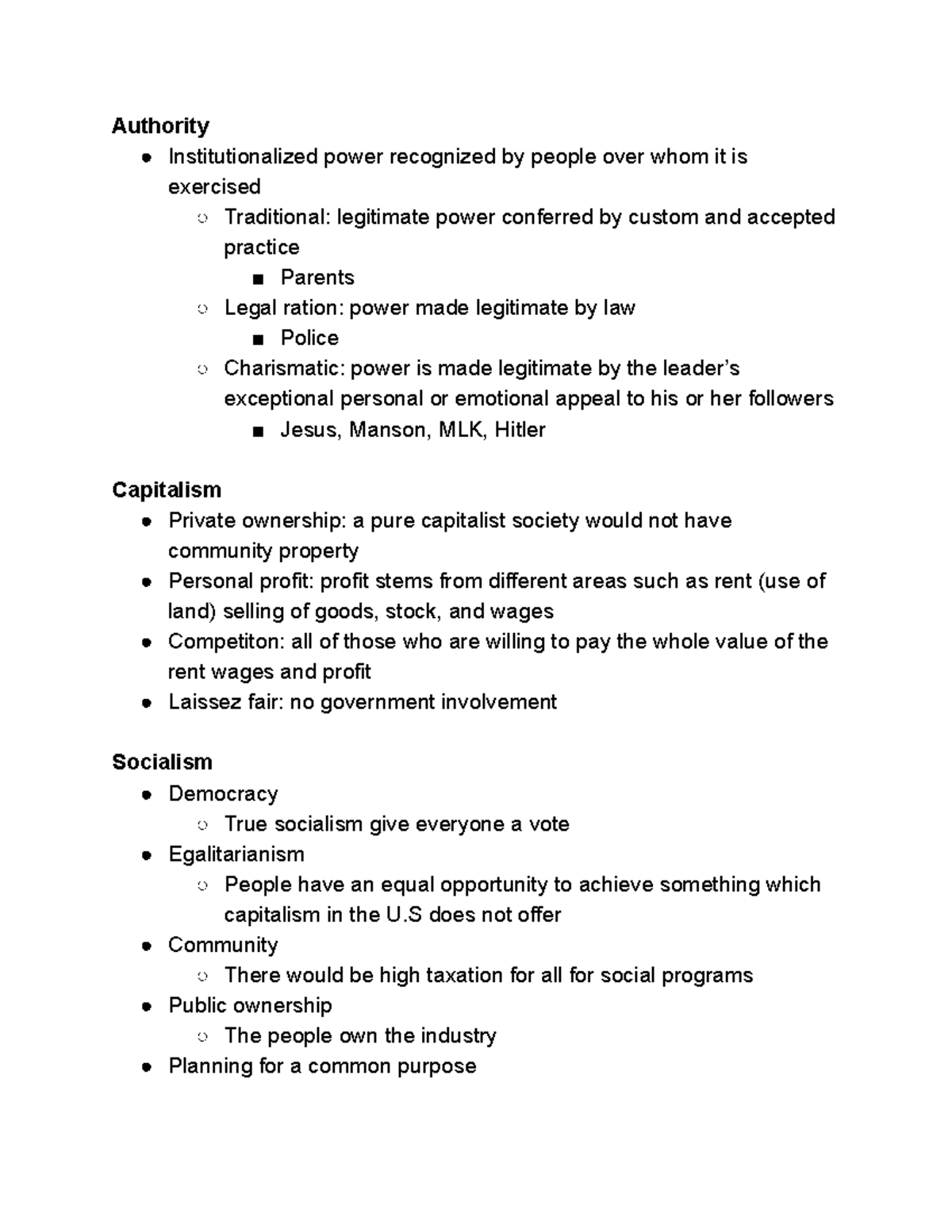 Soc Notes #3 - Authority Institutionalized power recognized by people ...