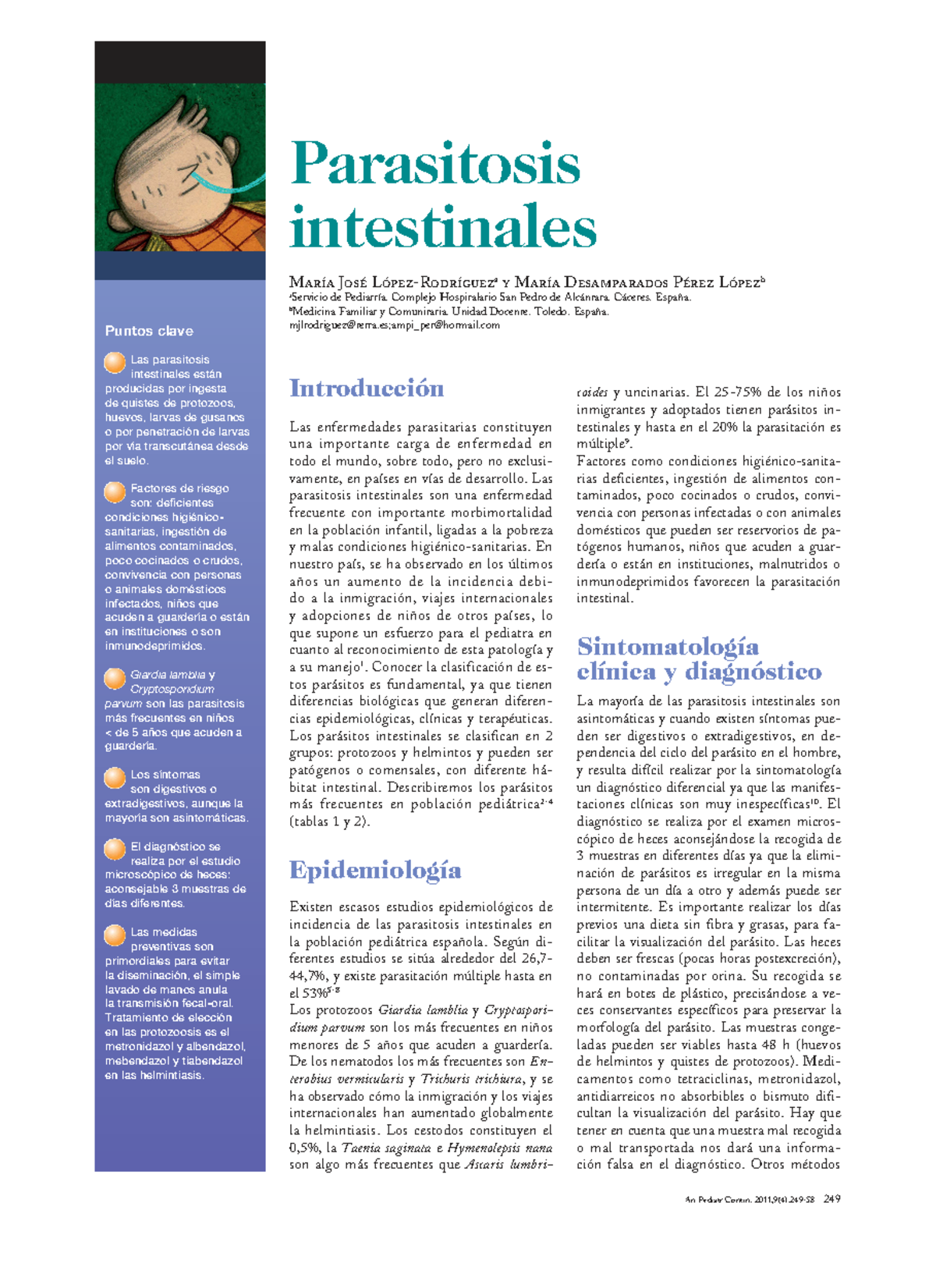 Parasitosis Intestinales - Puntos clave Las parasitosis intestinales ...
