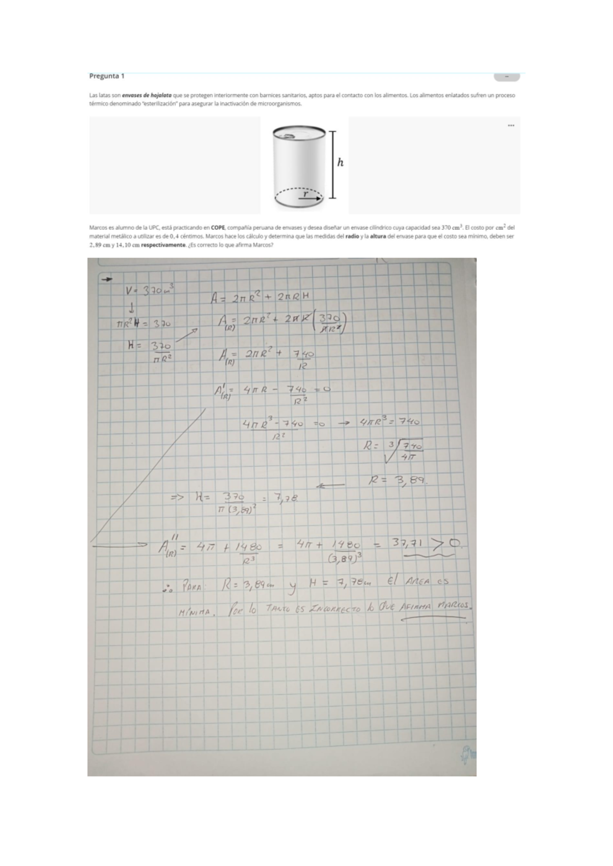 EU2 Calculo 1 - En este PDF esta resuelto cada problema de la Evaluación de la Unidad 2 - Studocu
