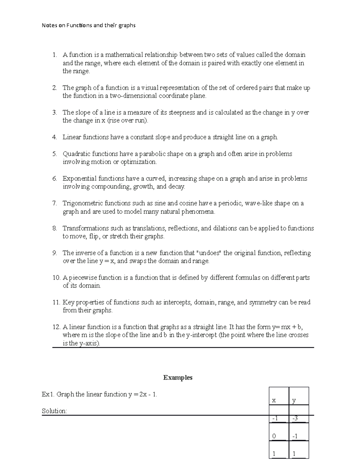 Functions and their graphs - The graph of a function is a visual representation of the set of ...
