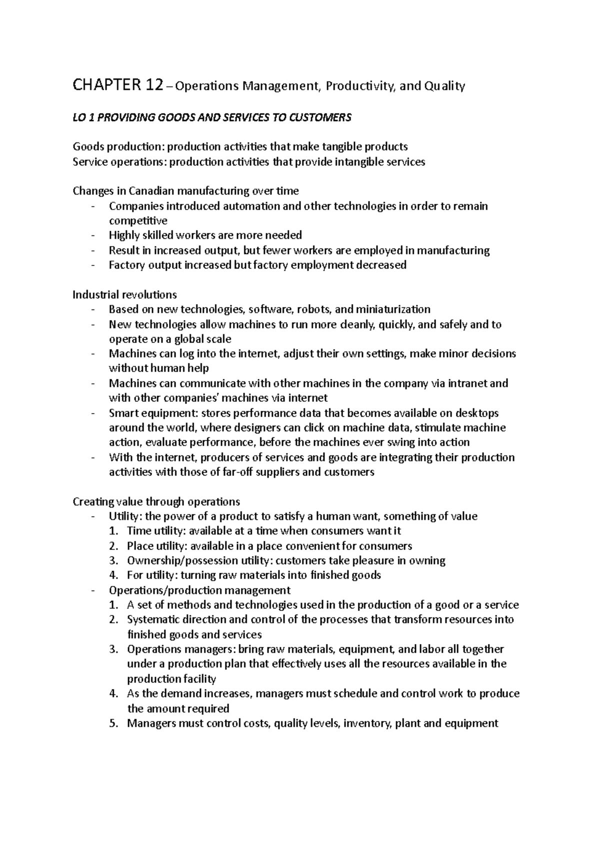 MGM101 H5F Chapter 12 - CHAPTER 12 – Operations Management ...